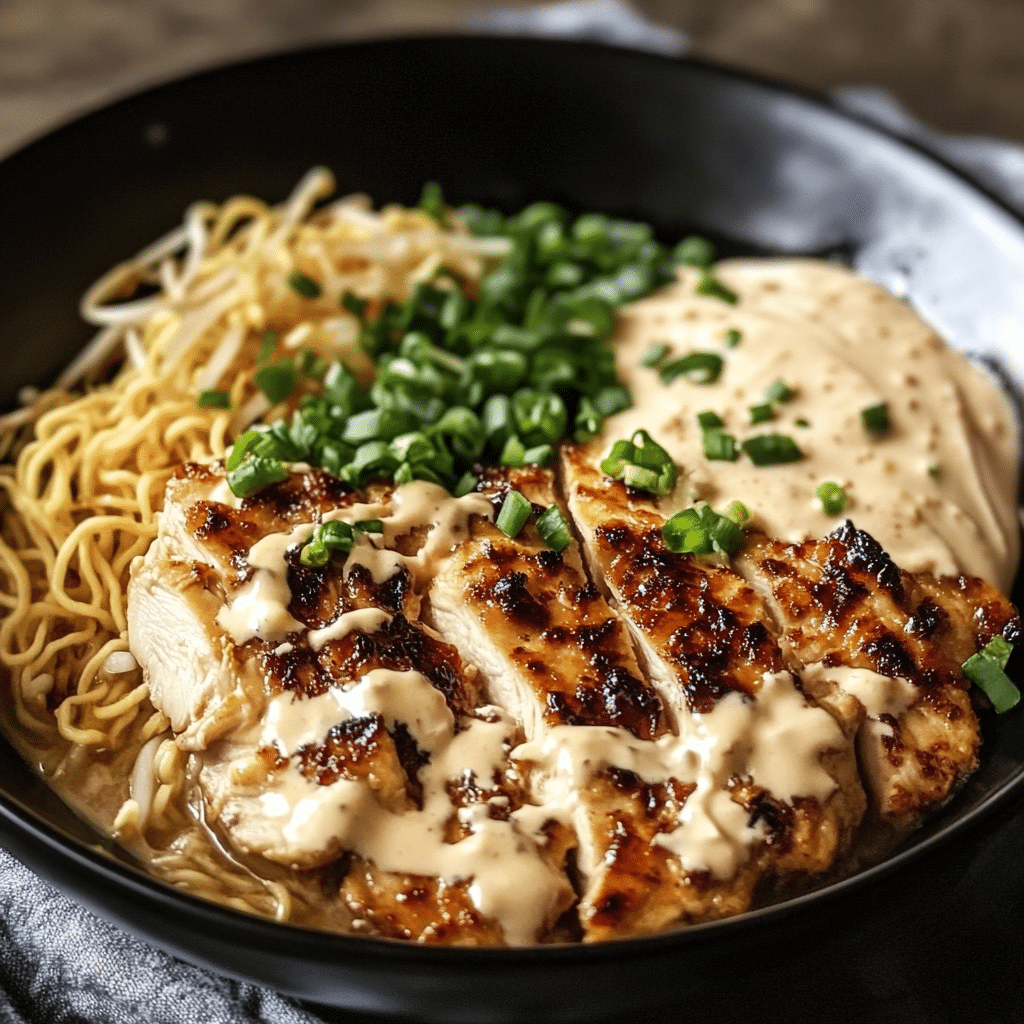 Fiery Chicken Ramen with Creamy Garlic Sauce: A Spicy, Savory, and ...