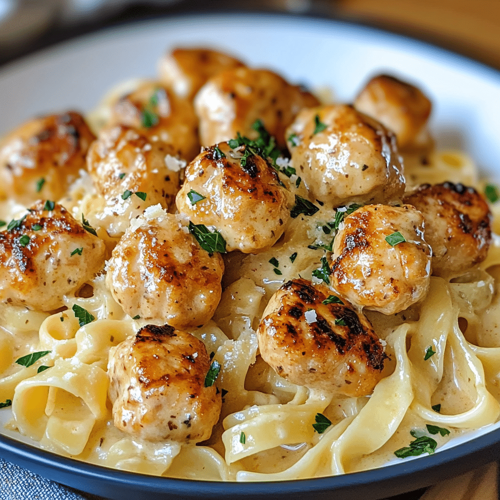 Dinner Delight: Garlic Butter Chicken Bites with Creamy Parmesan Pasta