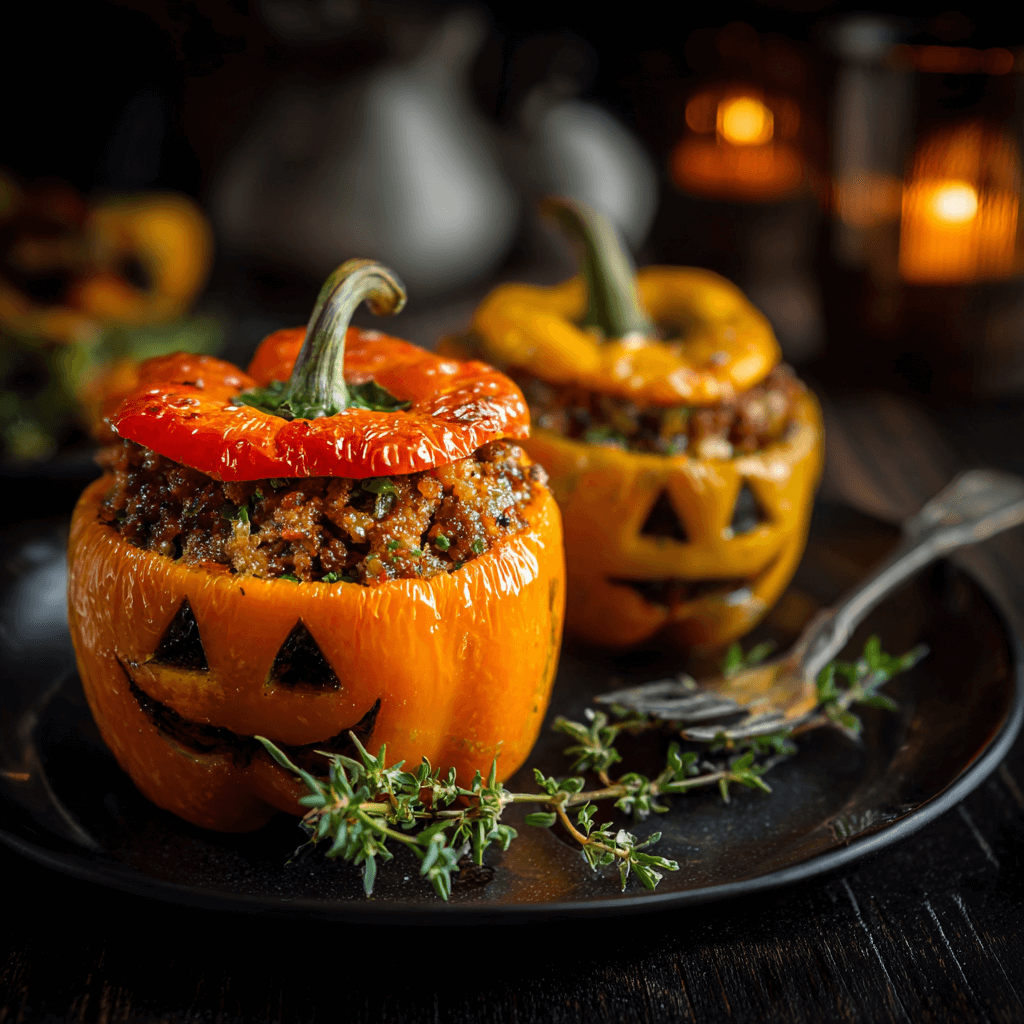 Ground Beef Halloween Stuffed Peppers – Spooky & Delicious Dinner